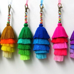 Tassel Stack Keychain Layered Tassel Key Chain Jazzy Tassel - Etsy