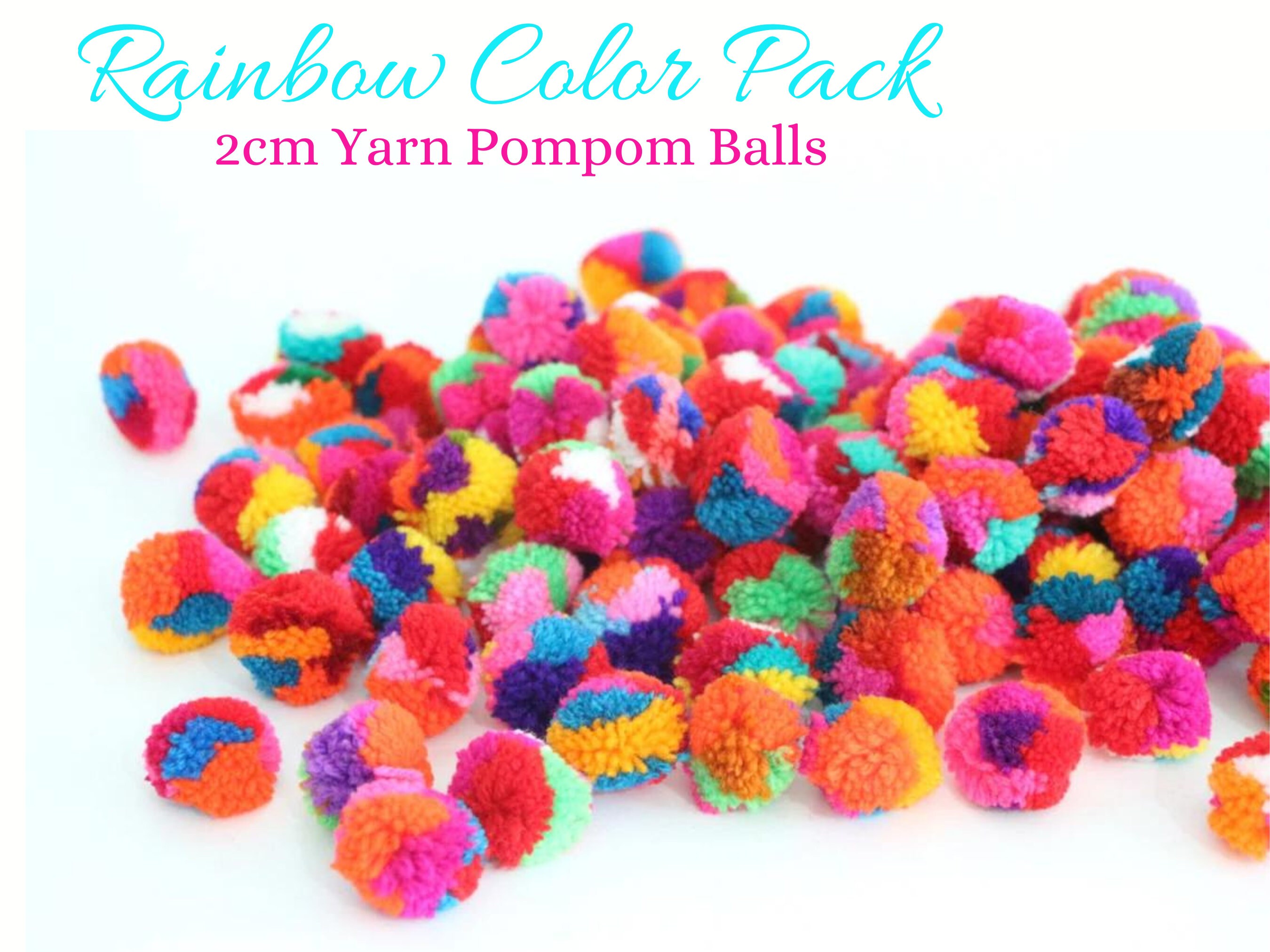 Yarn Wool Pompom Balls Rainbow Pom Poms Size Approx. 2CM - Etsy Canada