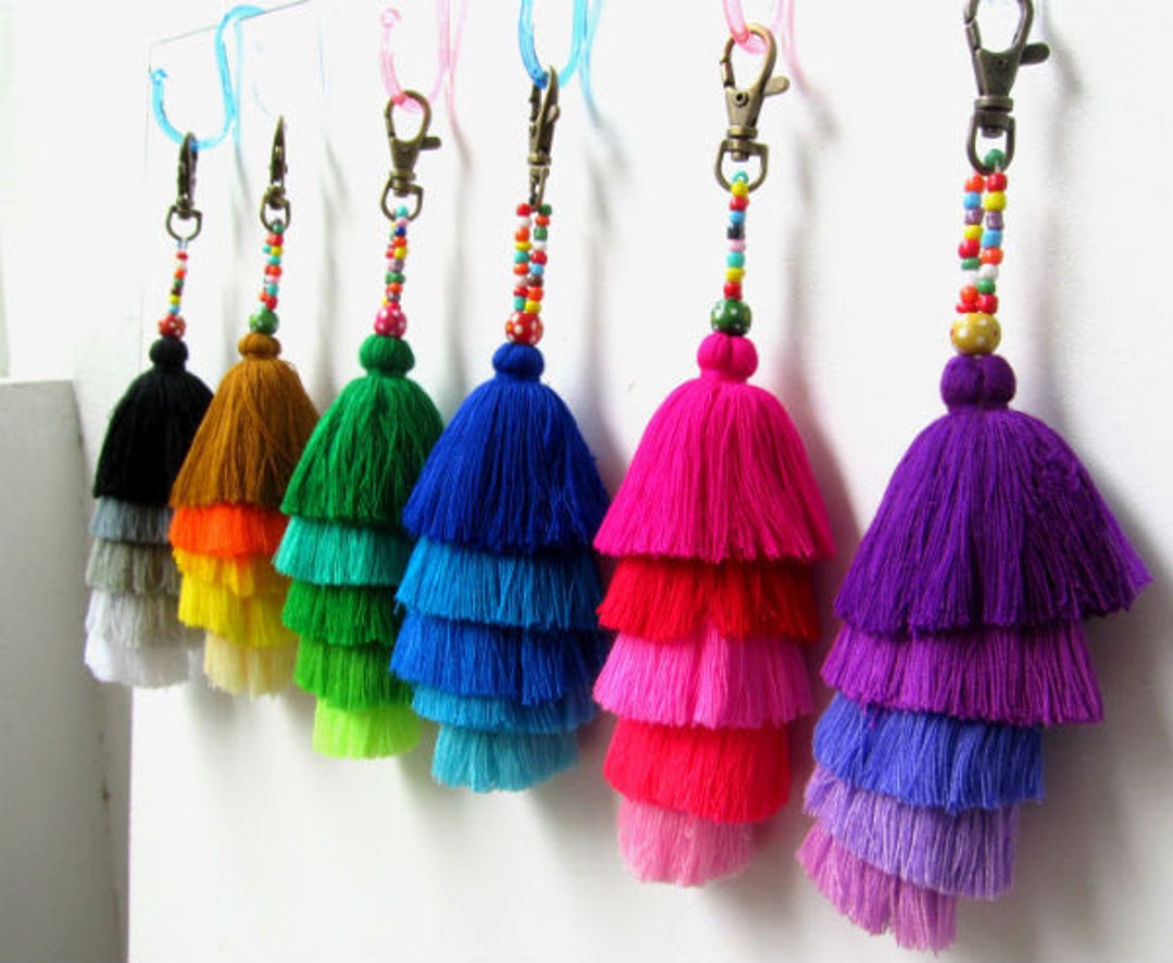 Tassel Stack Keychain Layered Tassel Key Chain Jazzy Tassel - Etsy