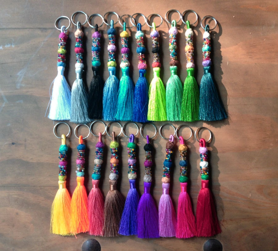 Tassel Keychain Decorative Beaded Silk Tassel KeyringTassel | Etsy