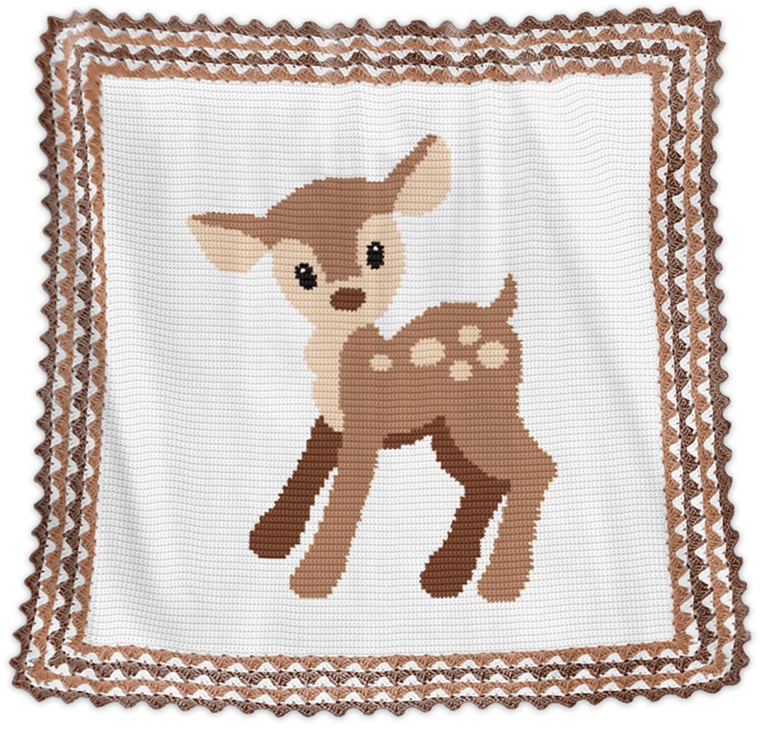 Deer Crochet Pattern Baby Blanket Written Row by Row Roe Afghan Graph ...