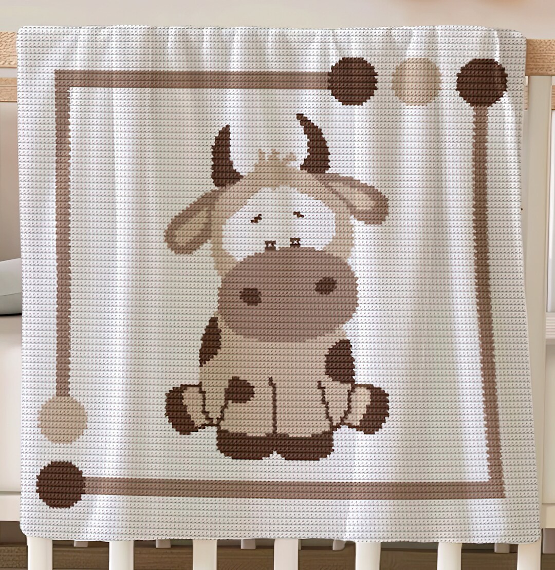 Cow Crochet Baby Blanket Pattern | Row-by-row (line by Line) + Graph ...