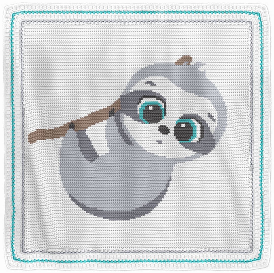 Crochet Pattern Sloth Baby Blanket Written Row by Row Afghan Graph for ...