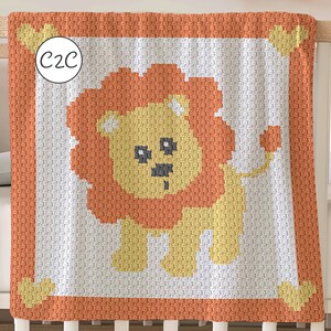 C2C Crochet Blanket Pattern Written Row by Row Lion Afghan Baby Shower ...