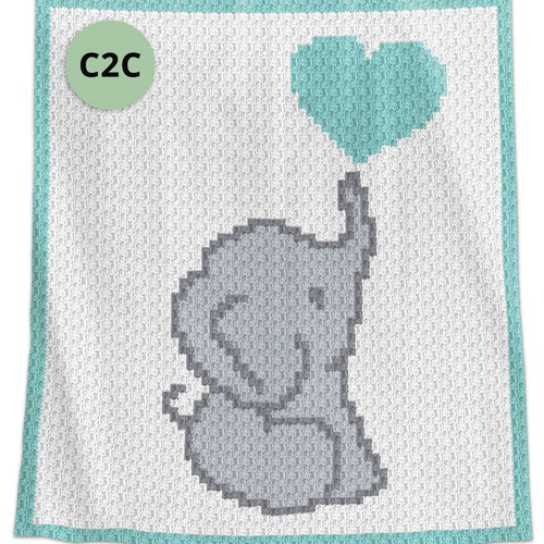 Crochet Elephant and Butterfly C2C Graph Blanket Pattern PDF - Etsy
