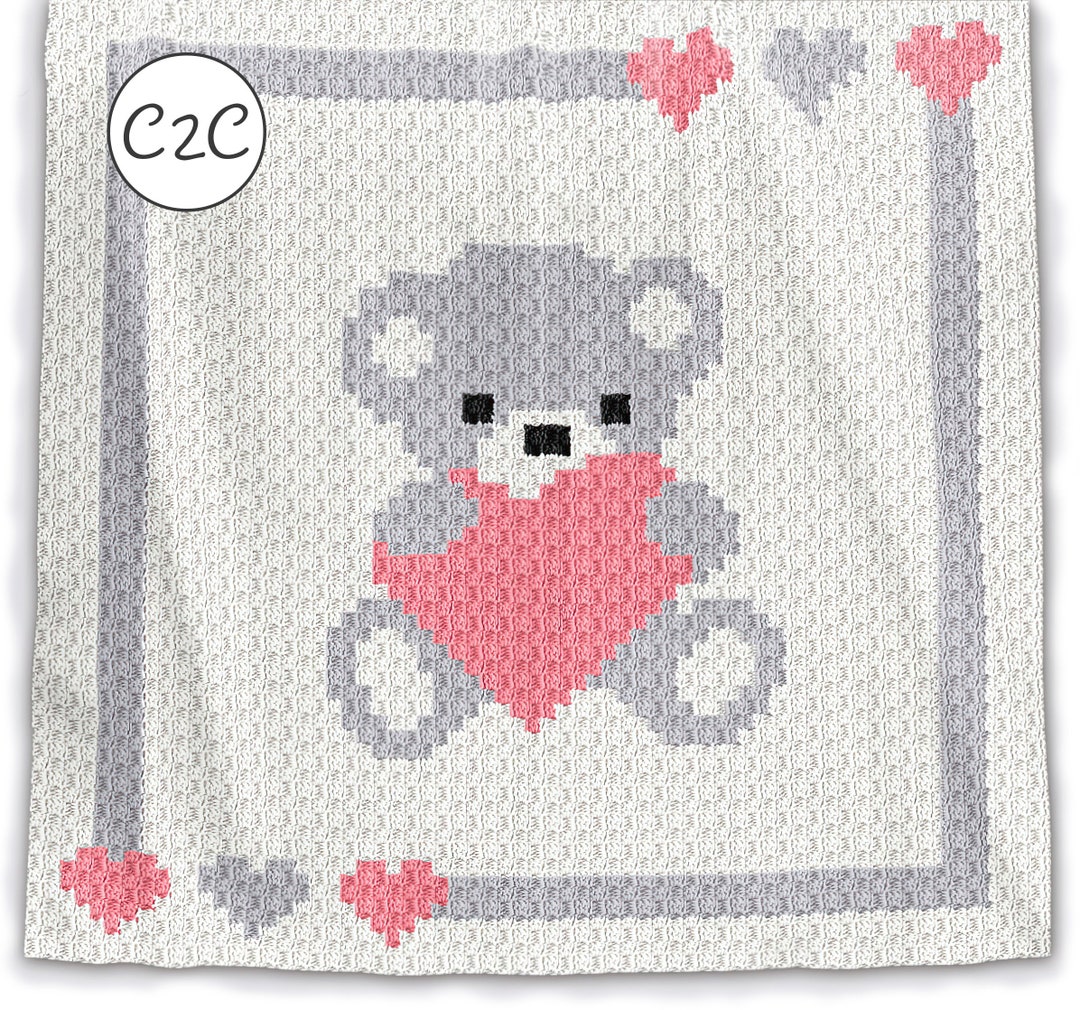 C2C Crochet Blanket Pattern: Sweet Heart Baby Bear Afghan (PDF Pattern ...