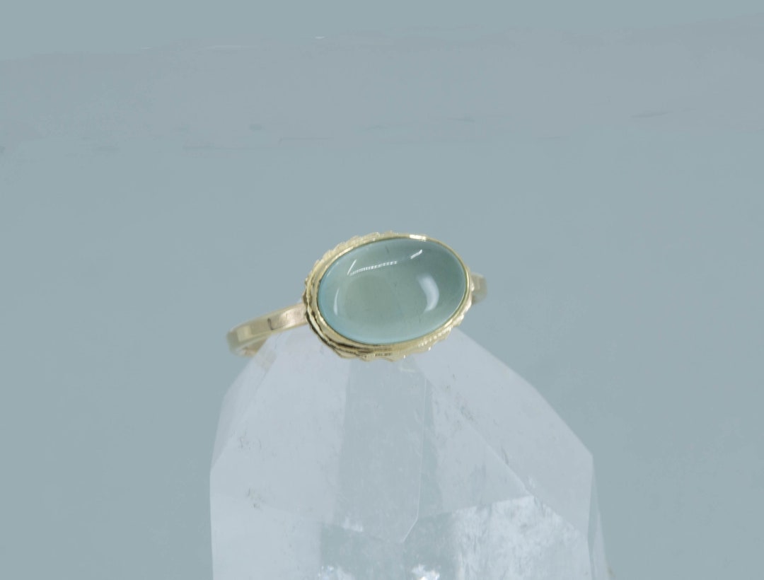 Aquamarine Ring in Solid Gold Sea Green Natural Aquamarine - Etsy