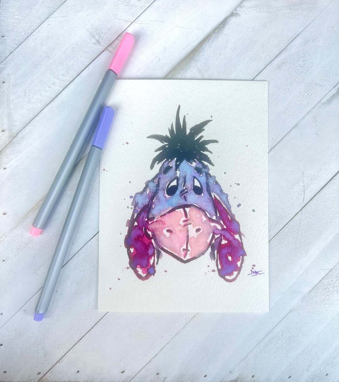 Eeyore Watercolor Painting, 5" X 7", Nursery Art, Nanny Gifts - Etsy