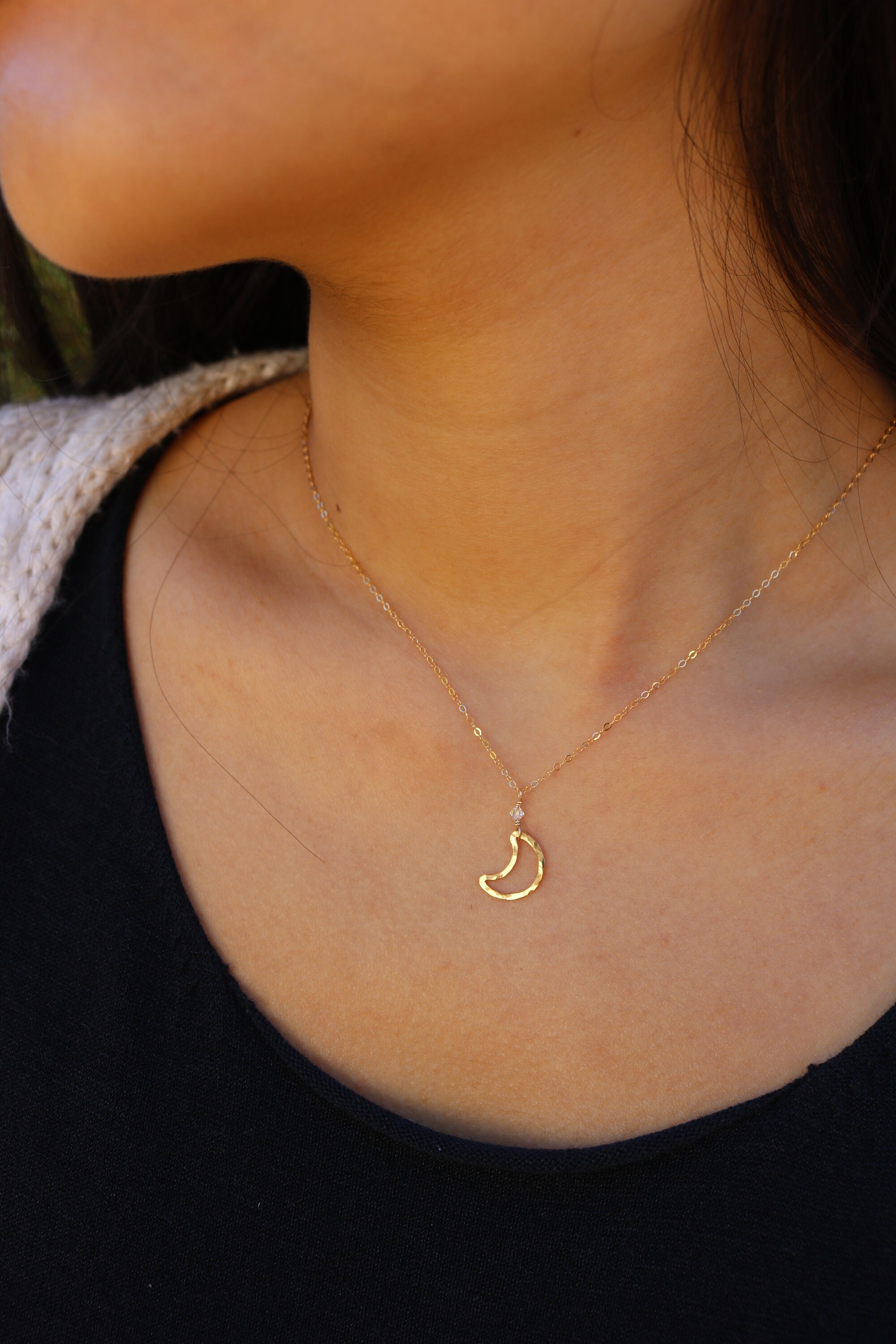 Luna Delicate 14 kt gold filled or sterling silver hand | Etsy