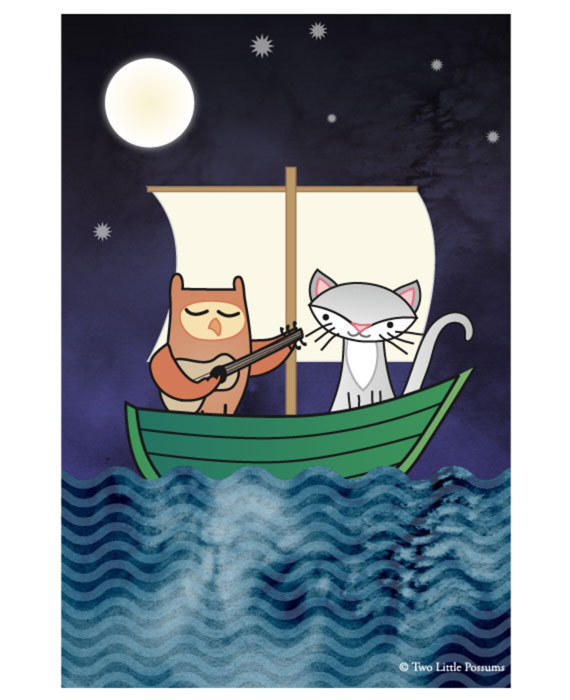 Nursery Art / Children's Decor the Owl and the Pussycat Nursery Rhymes ...