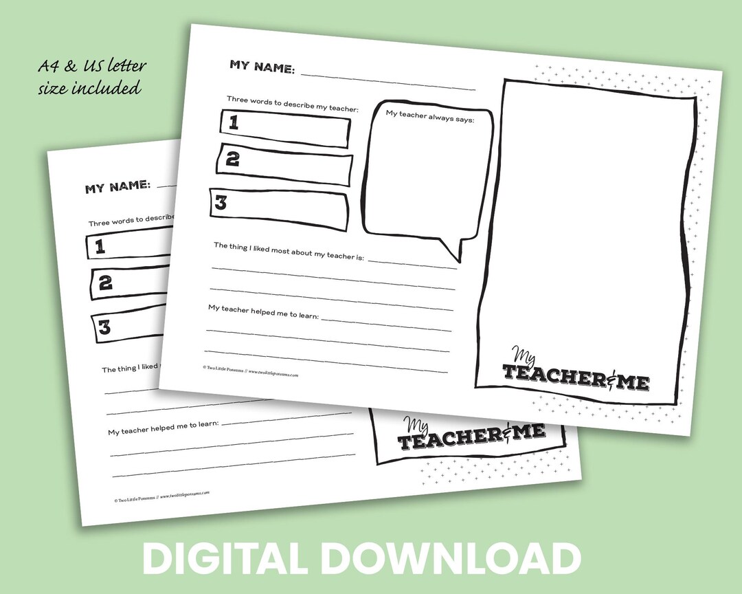 Teacher Appreciation Worksheet From the Class, Students, End of Year ...