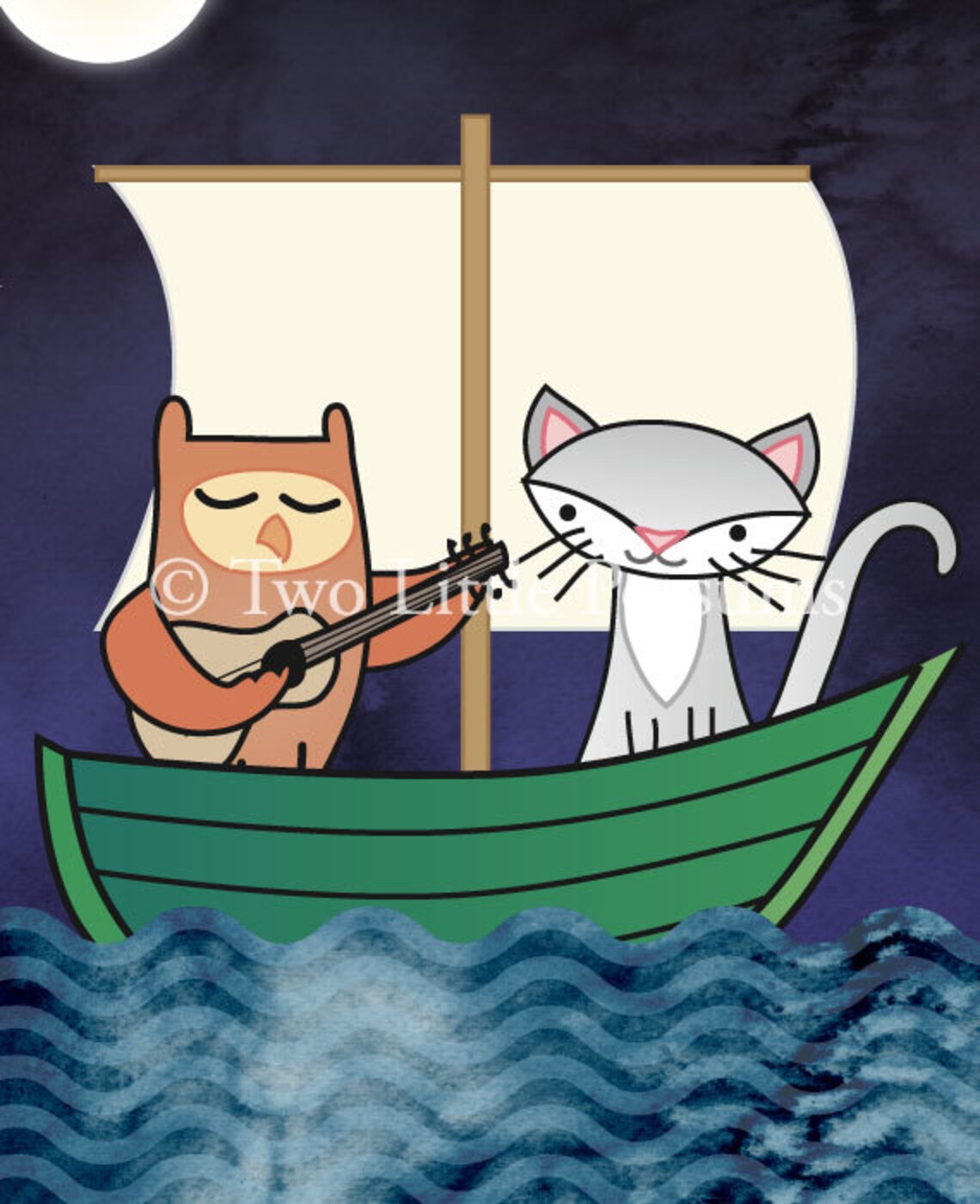 Nursery Art / Children's Decor the Owl and the Pussycat Nursery Rhymes ...