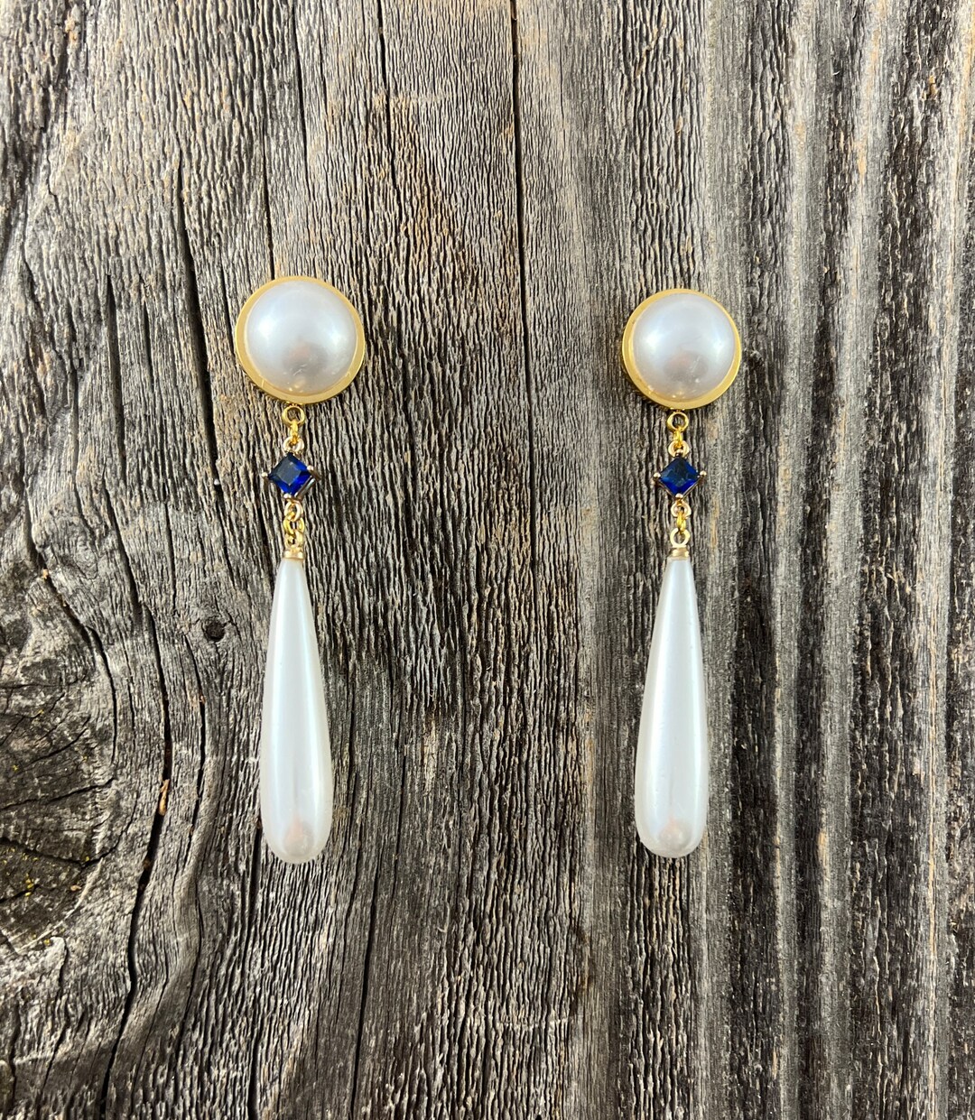 Gold Pearl Dangle Gauges Wedding Plugs 6mm - 19mm Blue Stone 2g 8mm 0g ...