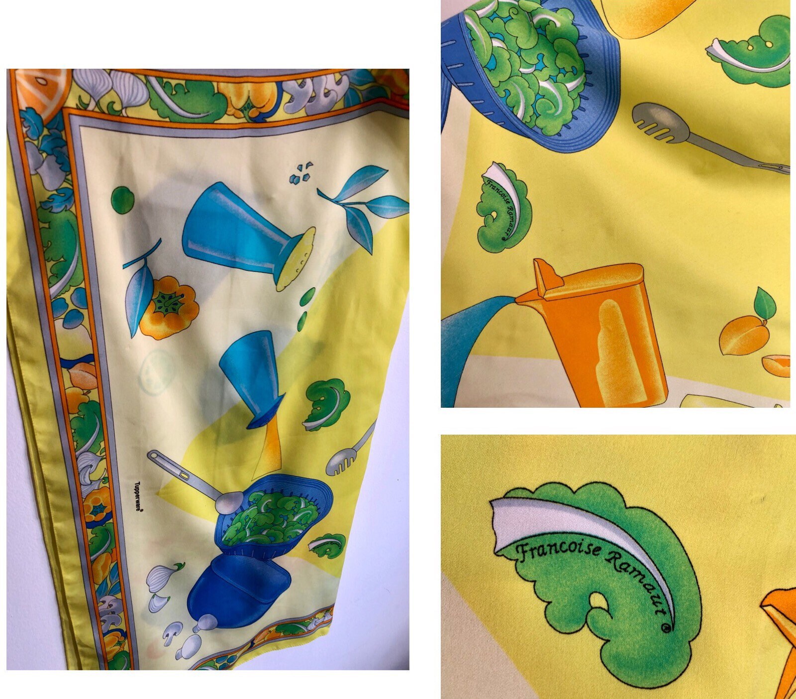 Vintage 80s Tupperware Print Scarf Food and Utensils Print - Etsy