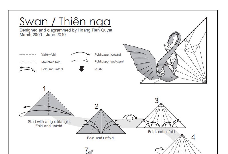 Instruction - Origami Dancing Swan (PDF Vector Diagrammed) - Etsy