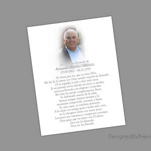 Custom Memorial Card in Spanish, English or Any Other Language - Unique ...