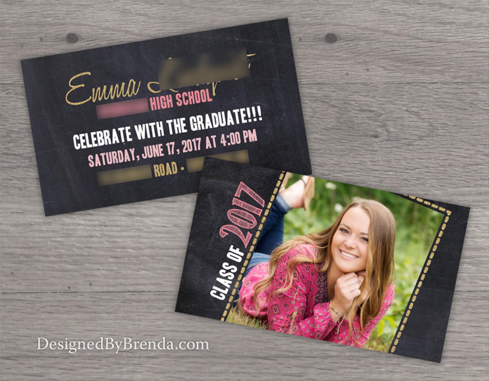 Mini Chalkboard Graduation Invitation - Small, Business Card Sized ...