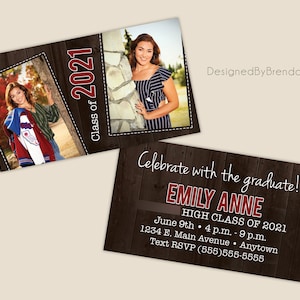 Mini Graduation Party Invitations With Photos - Business Card Sized ...