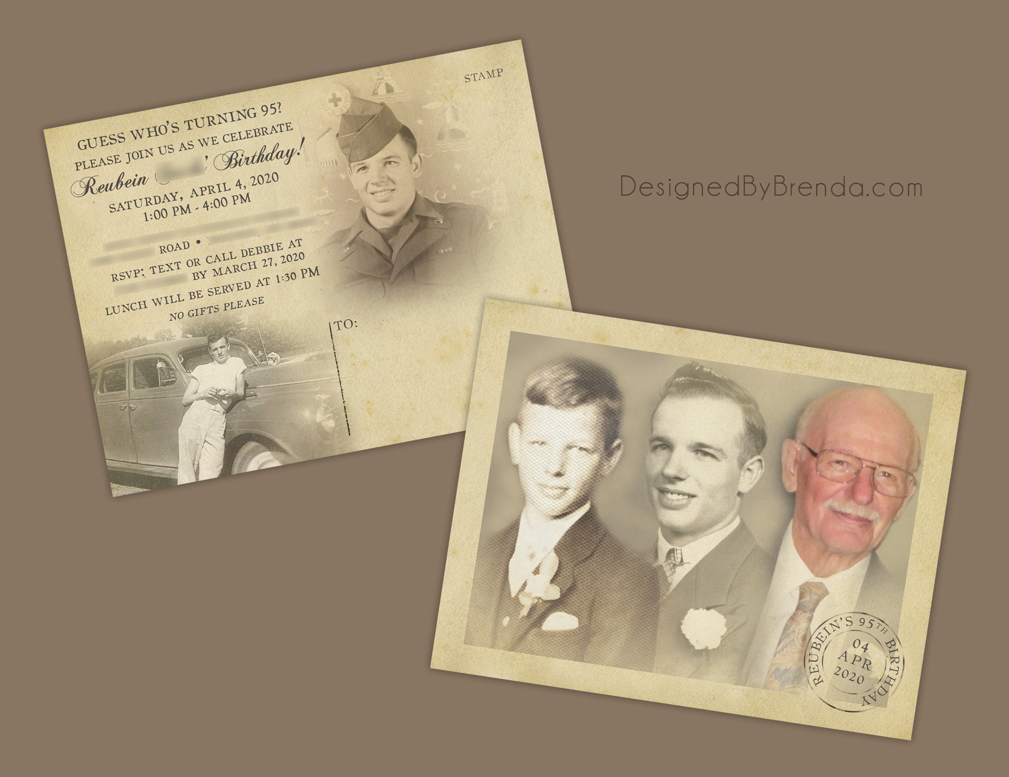 Retro Style Birthday Party Invitation Postcard With Your | Etsy