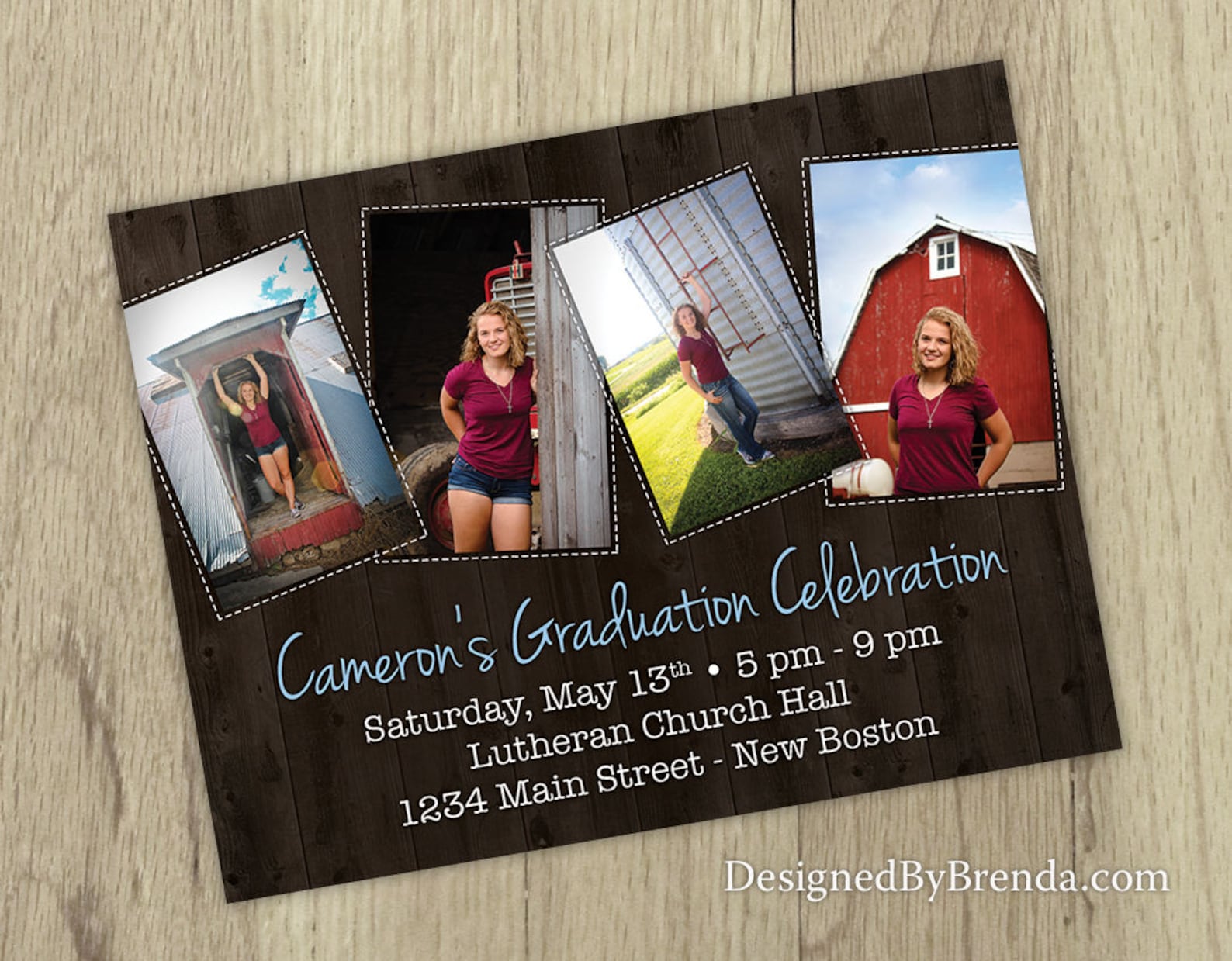 Custom Graduation Party Invitations With 4 Pictures Rustic | Etsy