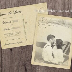 Vintage Save the Date Postcards With Postmark - Printed on 100 Lb ...