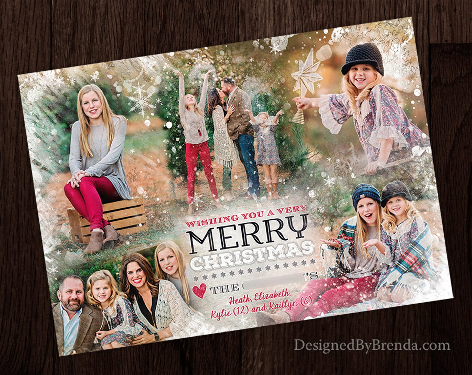 Large Christmas Card With Custom Blended Photo Collage With | Etsy