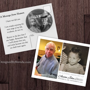 Personalized Memorial Cards - Funeral Thank You Note or Postcard With ...