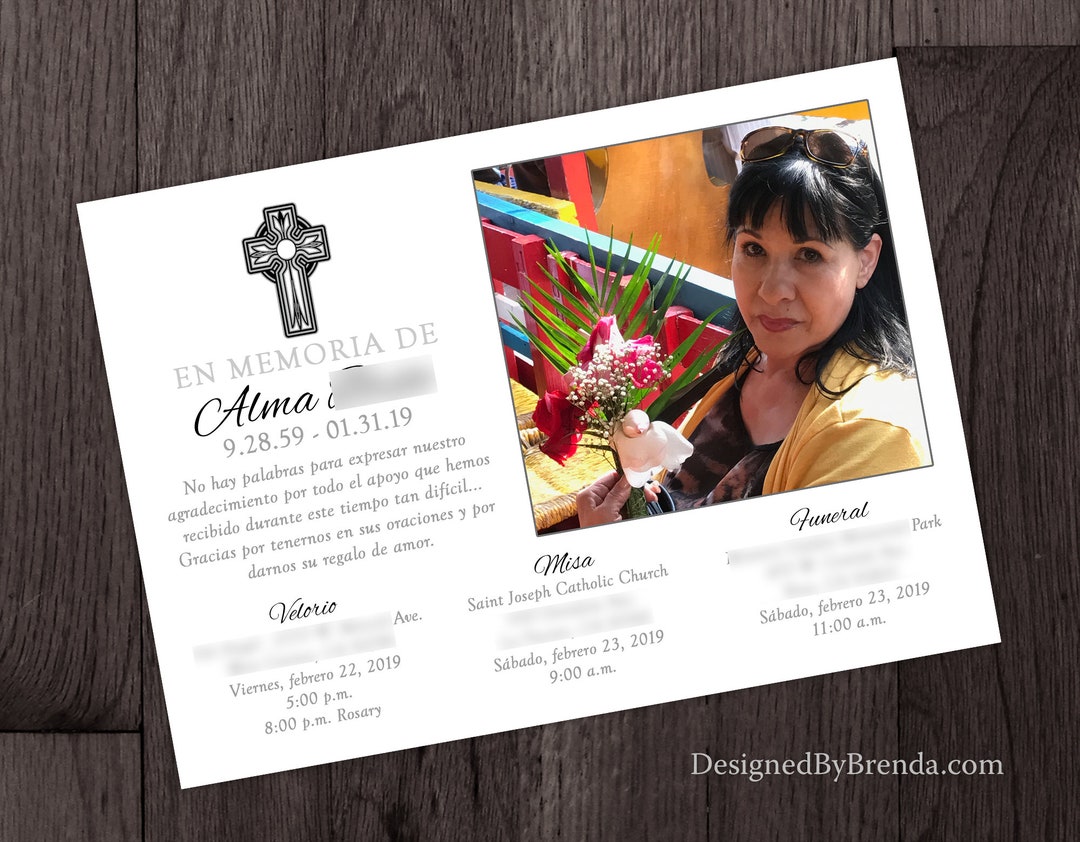 Religious Memorial Card With Photo and Wake & Funeral Information - Can ...