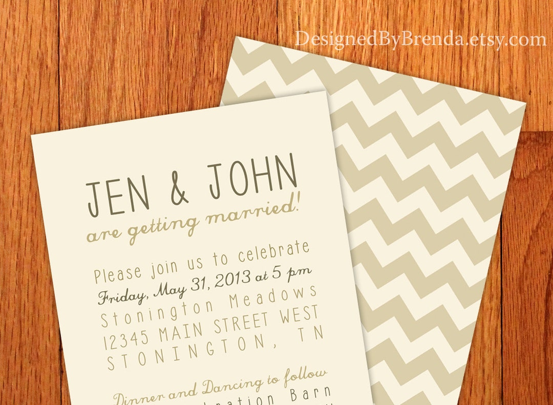 Chevron Wedding Invitations With White Envelopes - Vintage Look ...