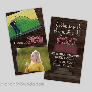 Mini Graduation Party Invitations With Photos - Business Card Sized ...