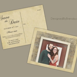 Vintage Save the Date Postcards With Postmark - Printed on 100 Lb ...