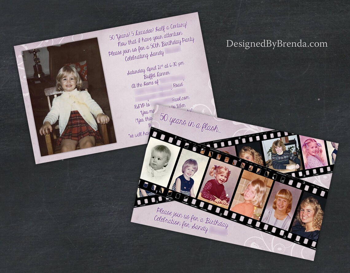 Birthday Party Invitation With Multiple Photos on Filmstrip | Etsy