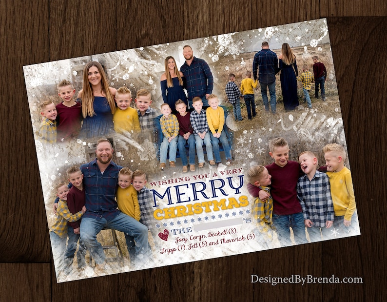Large Christmas Card With Custom Blended Photo Collage With - Etsy