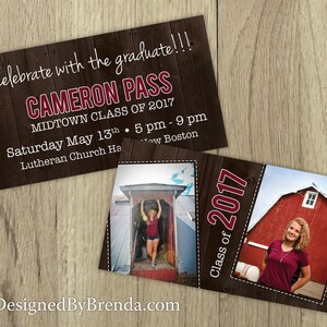Mini Graduation Party Invitations With Photos - Business Card Sized ...