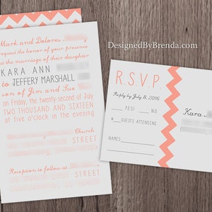 Chevron Wedding Invitations With White Envelopes - Vintage Look ...