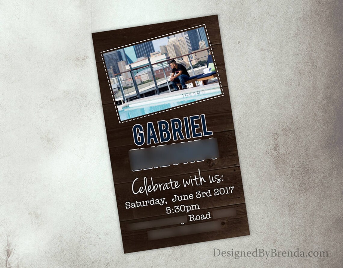 Mini Graduation Party Invitation With Photo Vertical With - Etsy