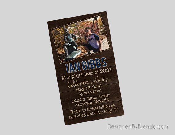 Mini Graduation Party Invitation With Photo Vertical With | Etsy