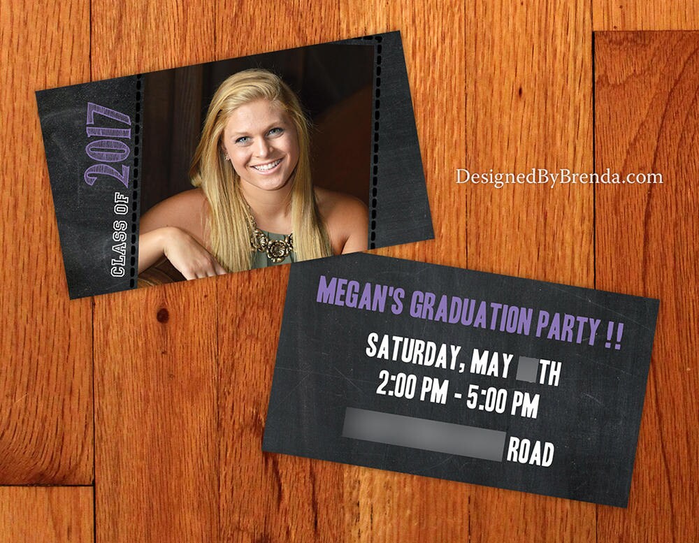 Mini Chalkboard Graduation Invitation - Small, Business Card Sized ...