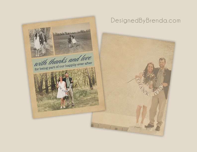 Vintage Wedding Thank You Postcards With Multiple Photos - Etsy