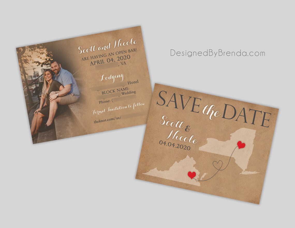 Vintage Style Save the Date with Rustic Kraft Southern Feel | Etsy
