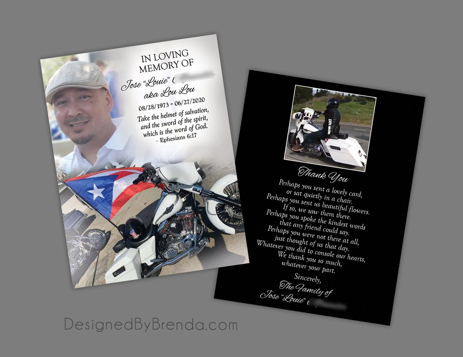 Unique Memorial Card With Photo Custom Thank You Postcard or - Etsy