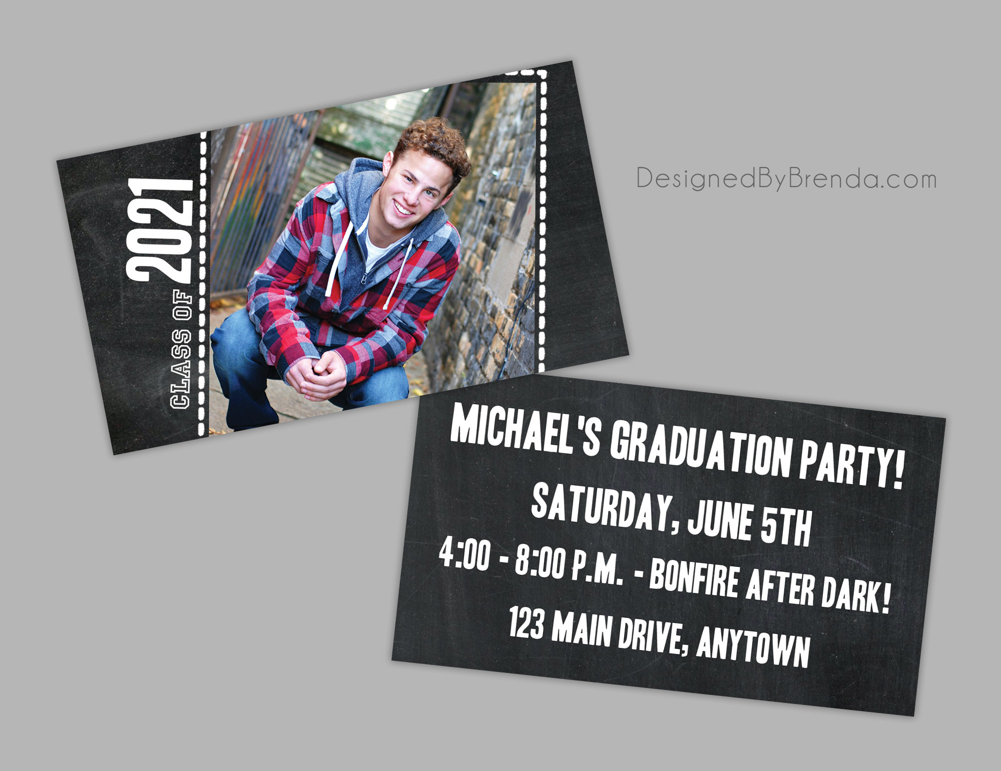 Mini Chalkboard Graduation Invitation - Small, Business Card Sized ...
