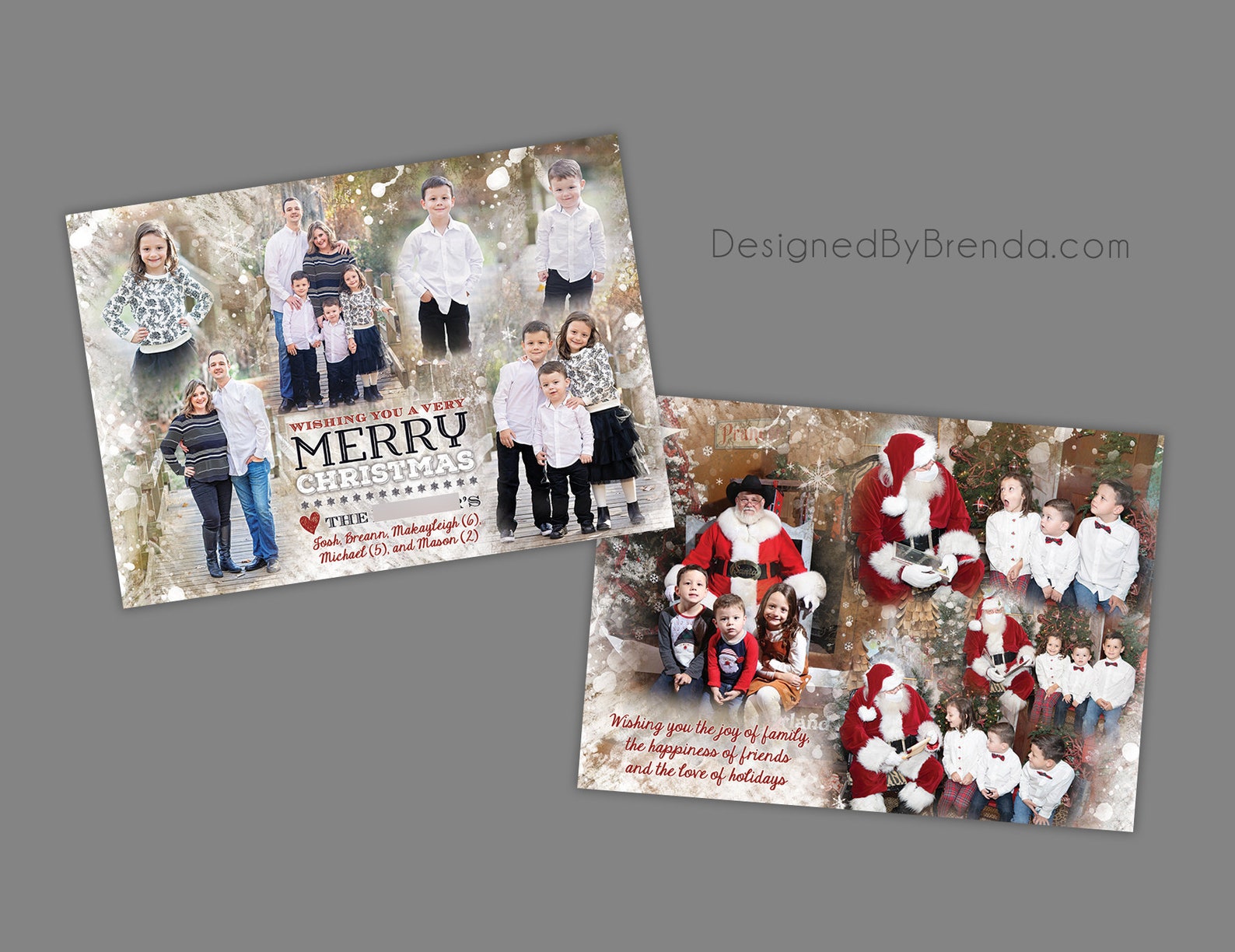 Large Christmas Card With Custom Blended Photo Collage With - Etsy