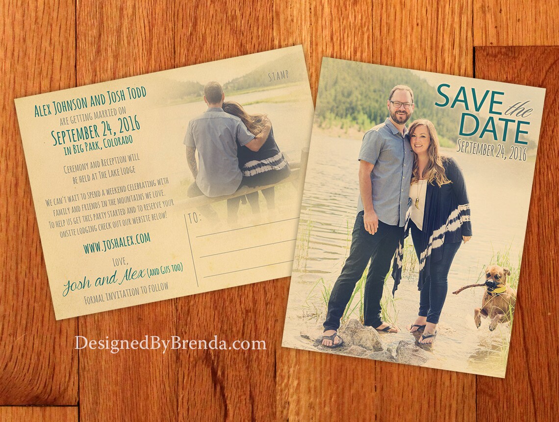 Vintage Style Save the Date Postcards With Modern Feel | Etsy