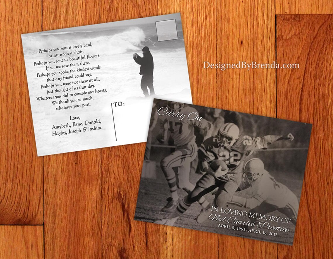 Memorial Thank You Card Note With Large Photo on Front and Poem on Back ...