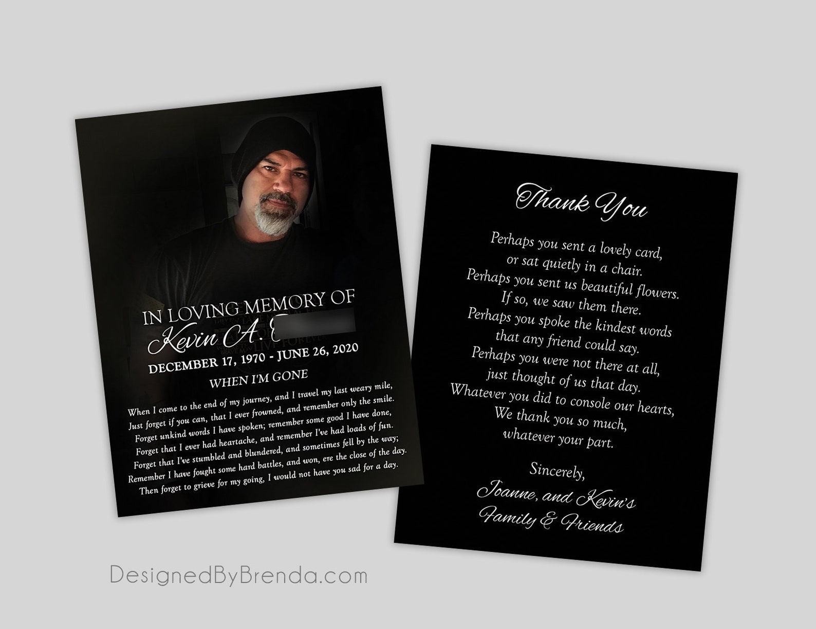 Unique Memorial Card With Photo Custom Thank You Postcard or - Etsy