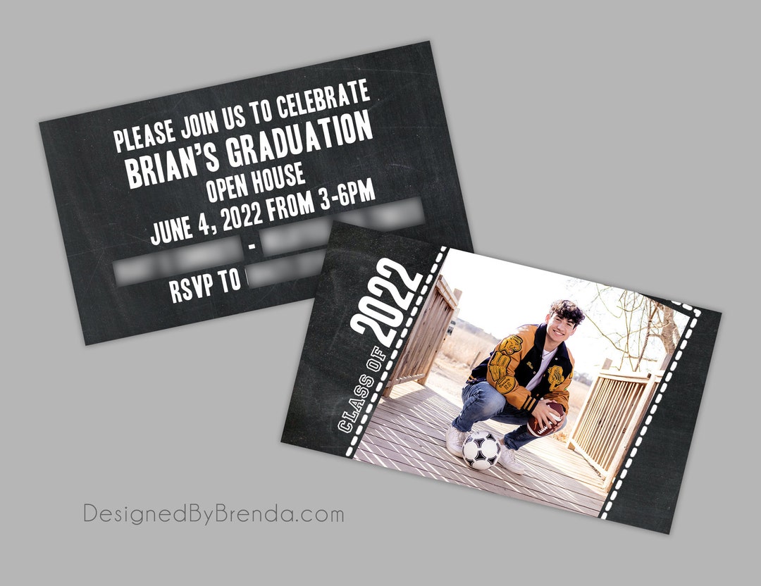 Mini Chalkboard Graduation Invitation - Small, Business Card Sized ...