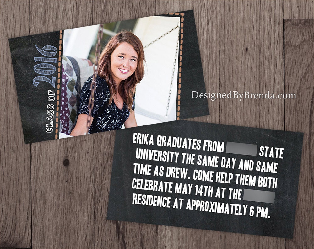 Mini Chalkboard Graduation Invitation - Small, Business Card Sized ...