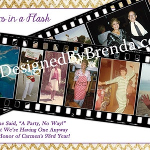 Flashy Sparkly Gold Chevron Birthday Invitation With Filmstrip Photo ...