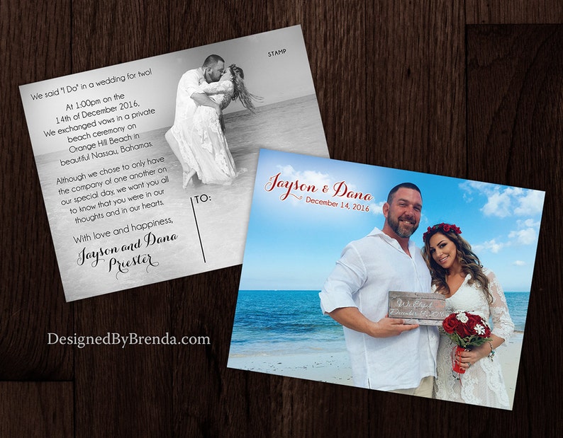 Wedding Announcement Postcard With Photo Double Sided | Etsy
